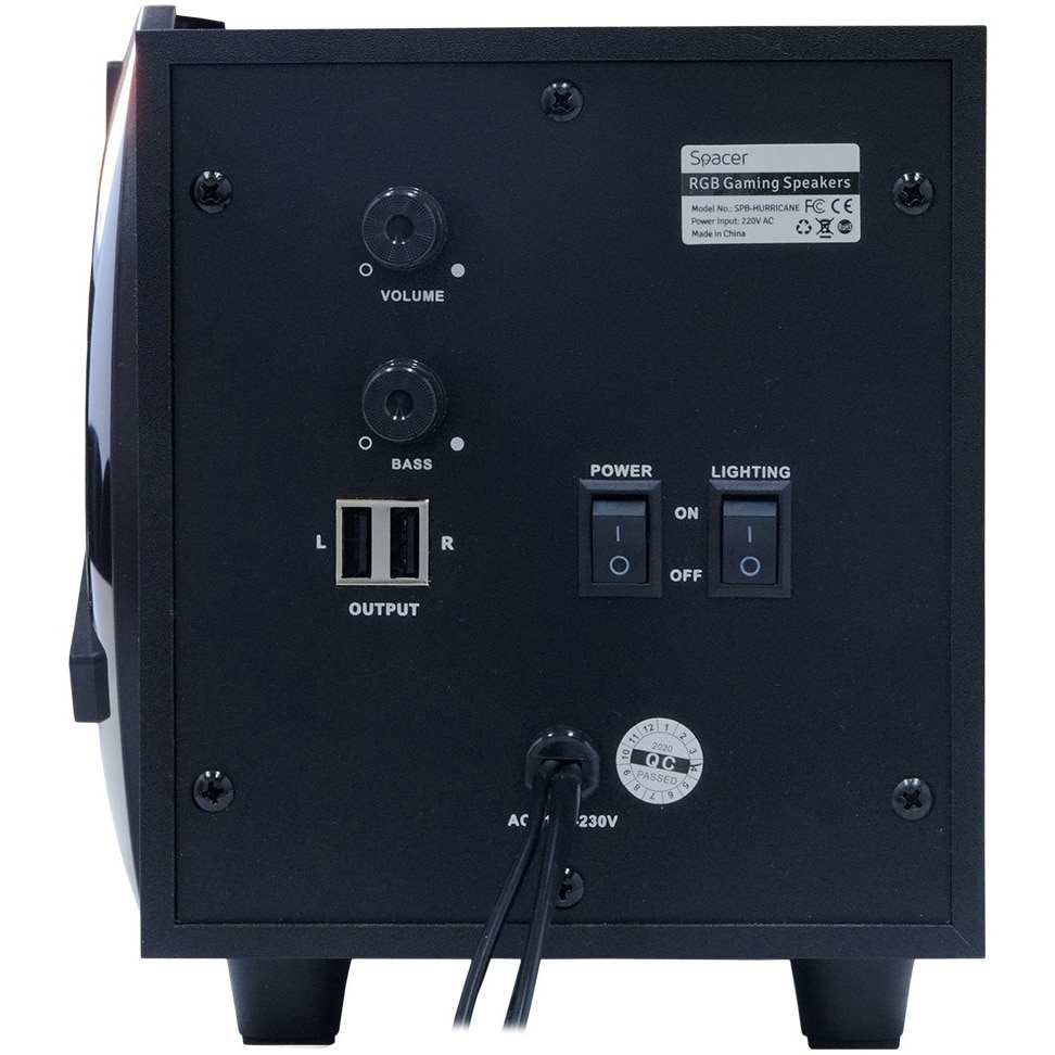 Boxe Spacer Gaming 2.1, RMS: 16W (2 x 3W + 10W), subwoofer lemn MDF ...