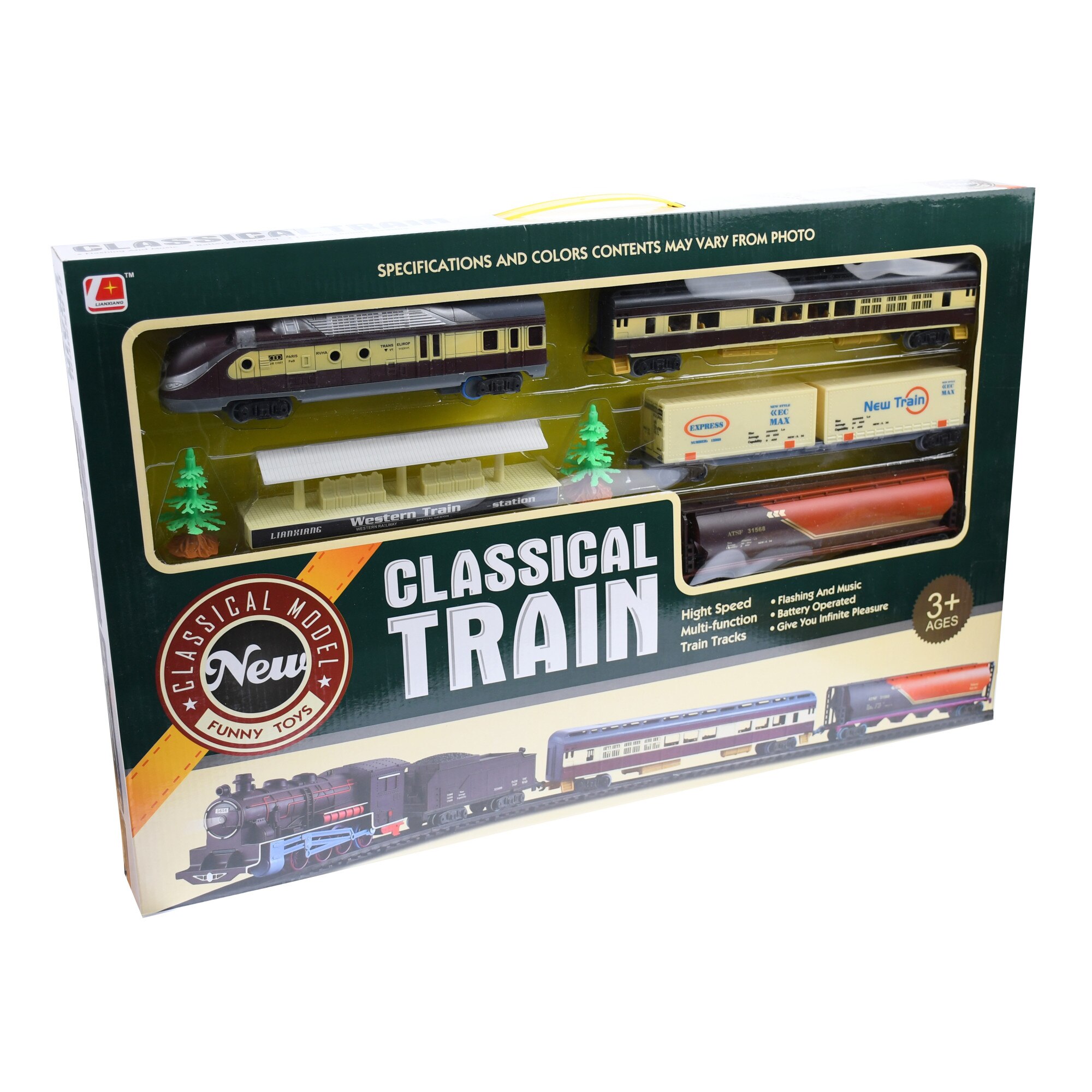 Set trenulet electric cu locomotiva si 3 vagoane, sine, gara - 130231 ...