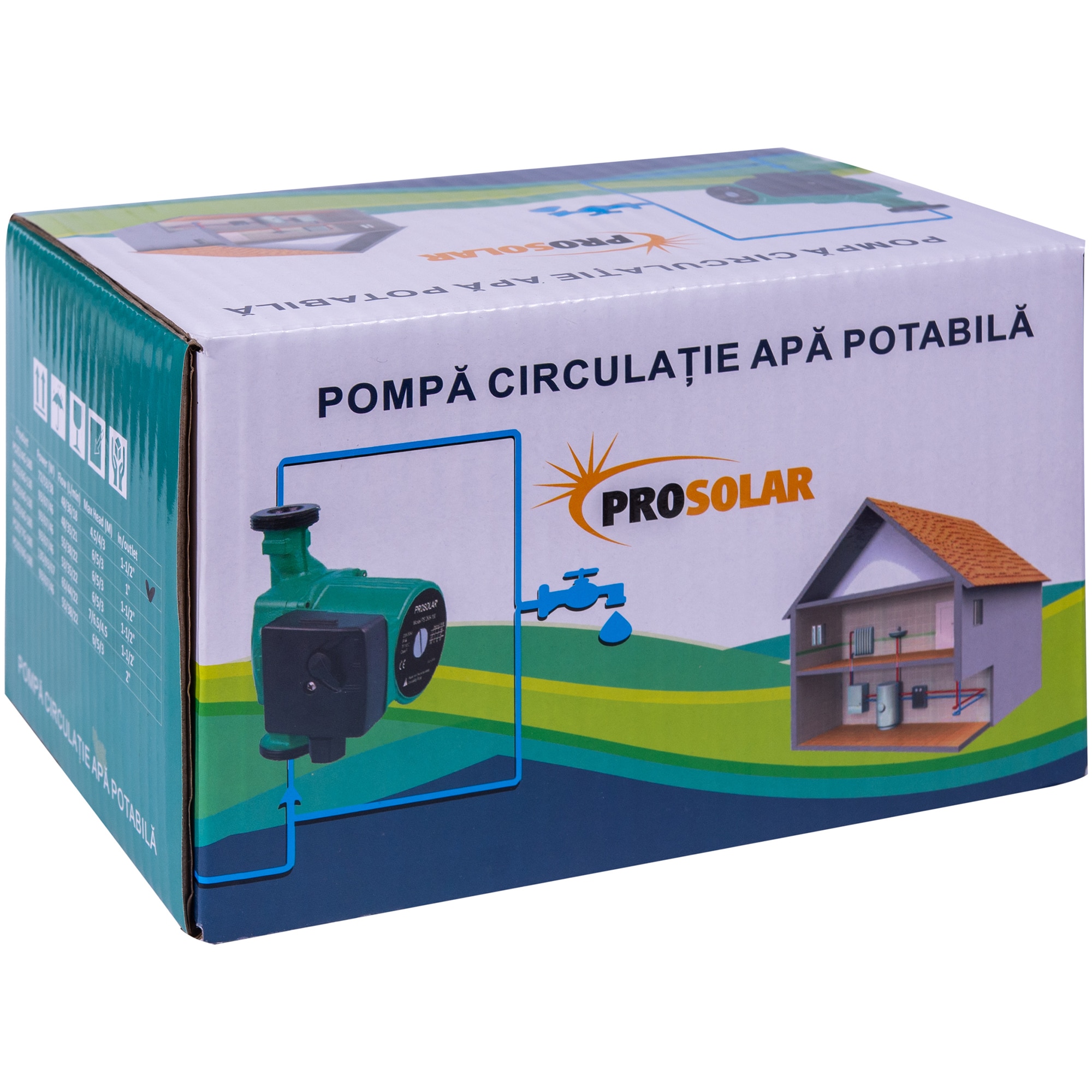 Pompa recirculare apa curata PRO-SOLAR PS 25/4G -180, 220 V, IP 44 ...