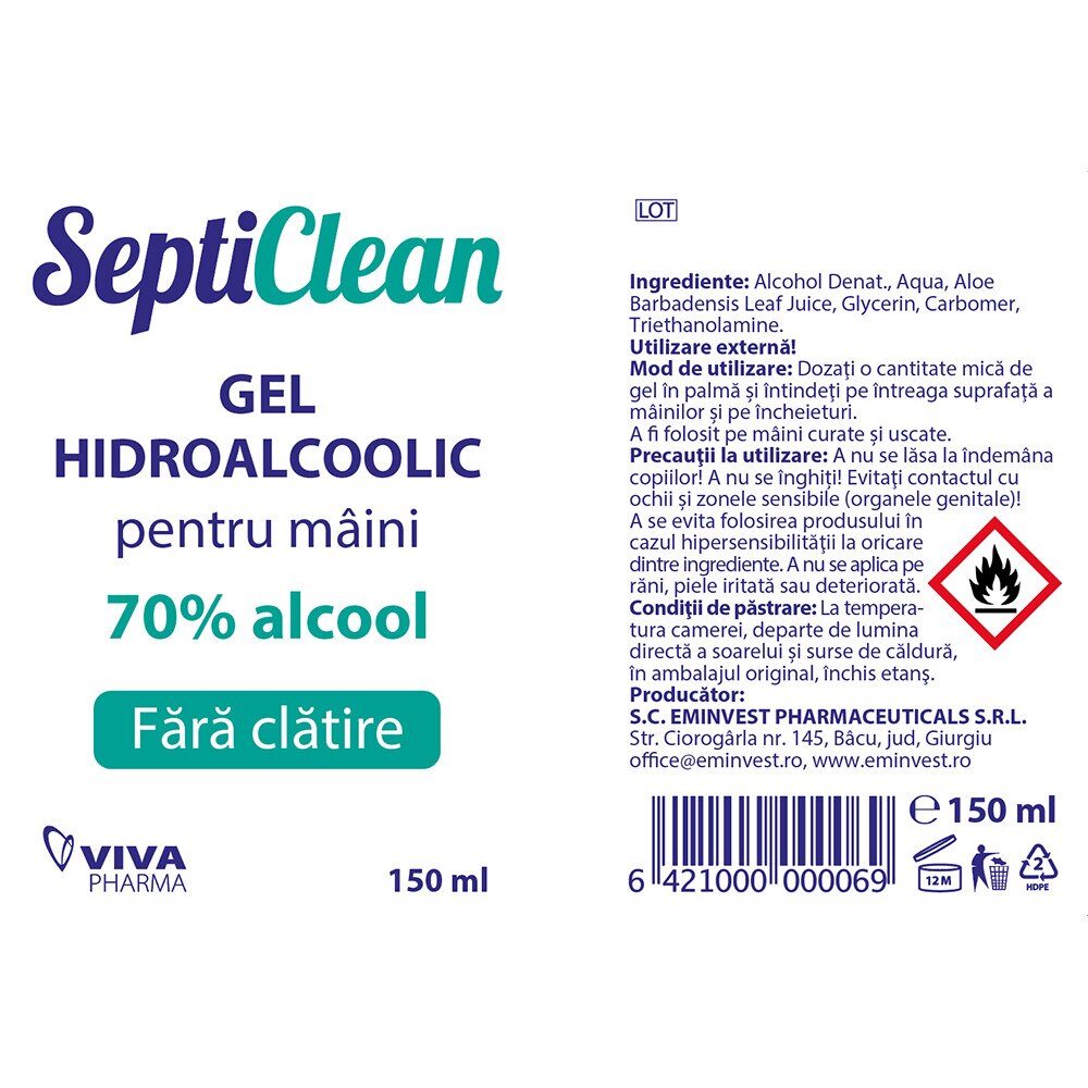 Gel hidroalcoolic pentru maini, septiclean, 150 ml - eMAG.ro