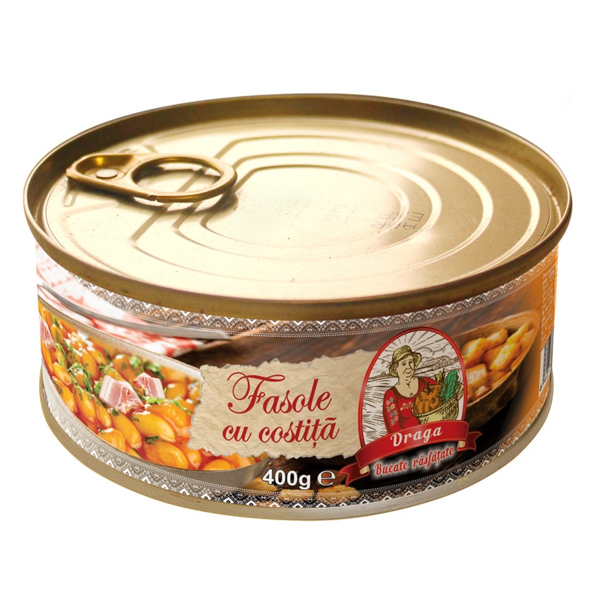 Conserva de fasole cu costita, Draga, 400 g - eMAG.ro