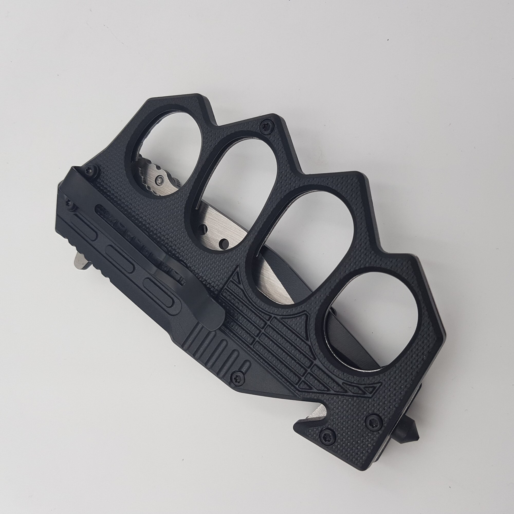 Pumnal tip box, rozeta autoaparare, cutit briceag, 23 cm, Dalimag, rosu ...