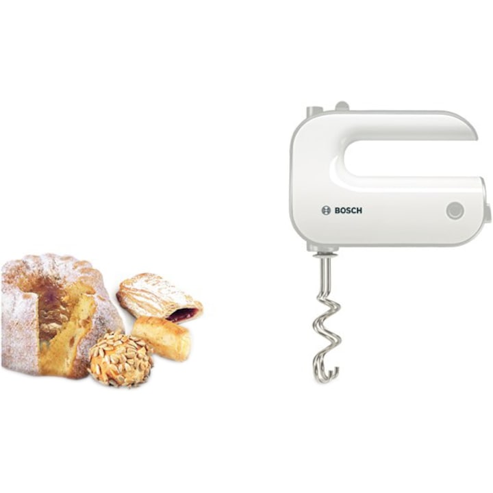 Mixer de mana BOSCH MFQ4080, 500 W, 5 Viteze + Turbo, Tocator, Vas ...