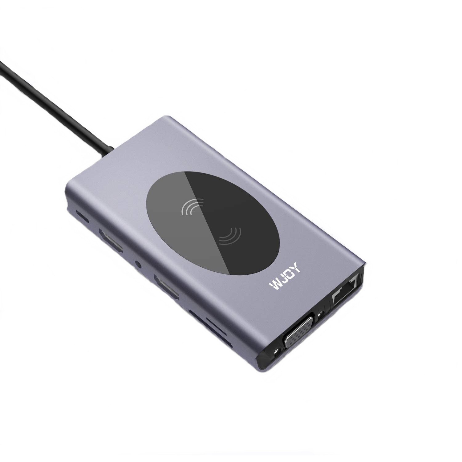Hub Adaptor USB type-c cu incarcator wireless fast charge 10W, Wjoy 14 ...