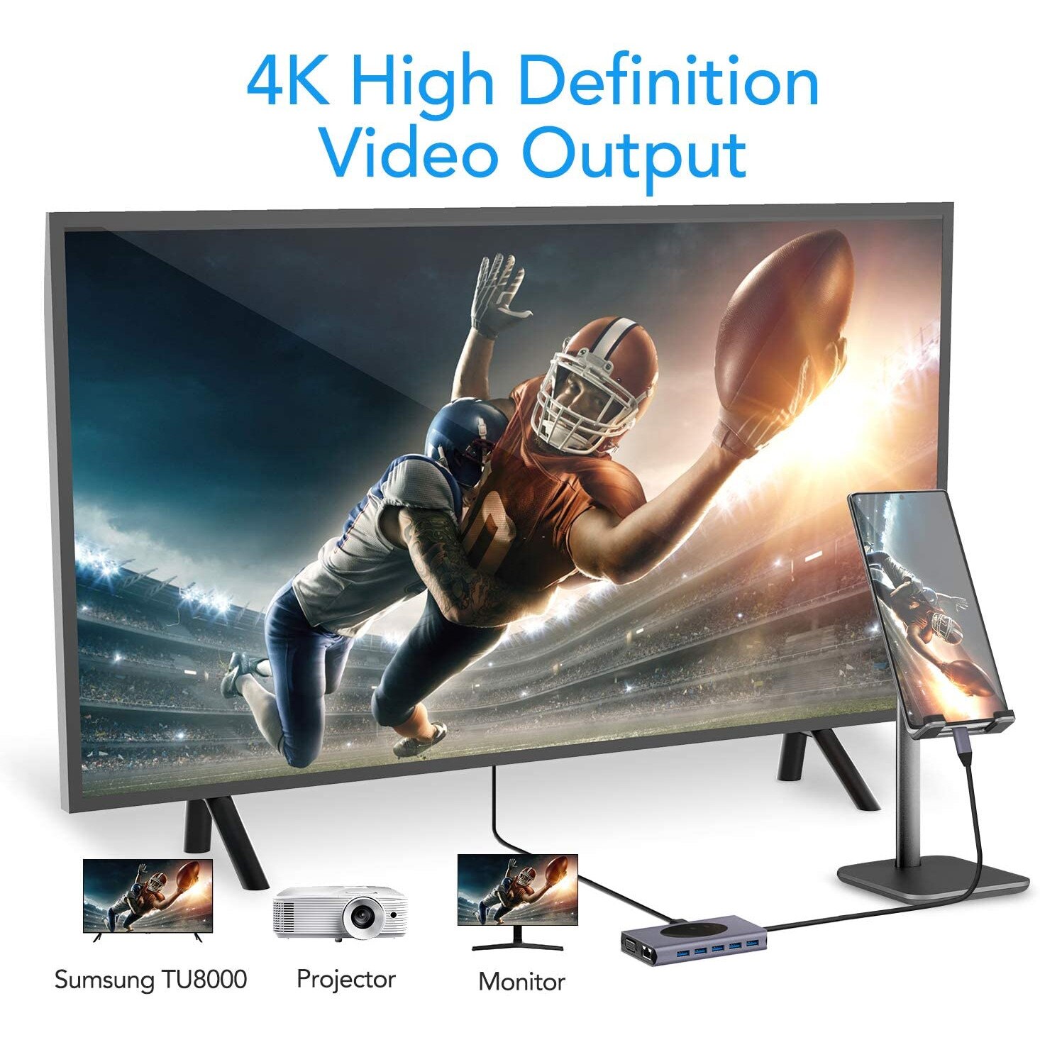 Hub Adaptor USB type-c cu incarcator wireless fast charge 10W, Wjoy 14 ...