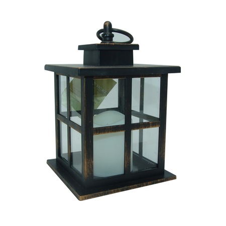 Felinar Led Vintage, Auriu Patinat, 12x12x22 cm - eMAG.ro