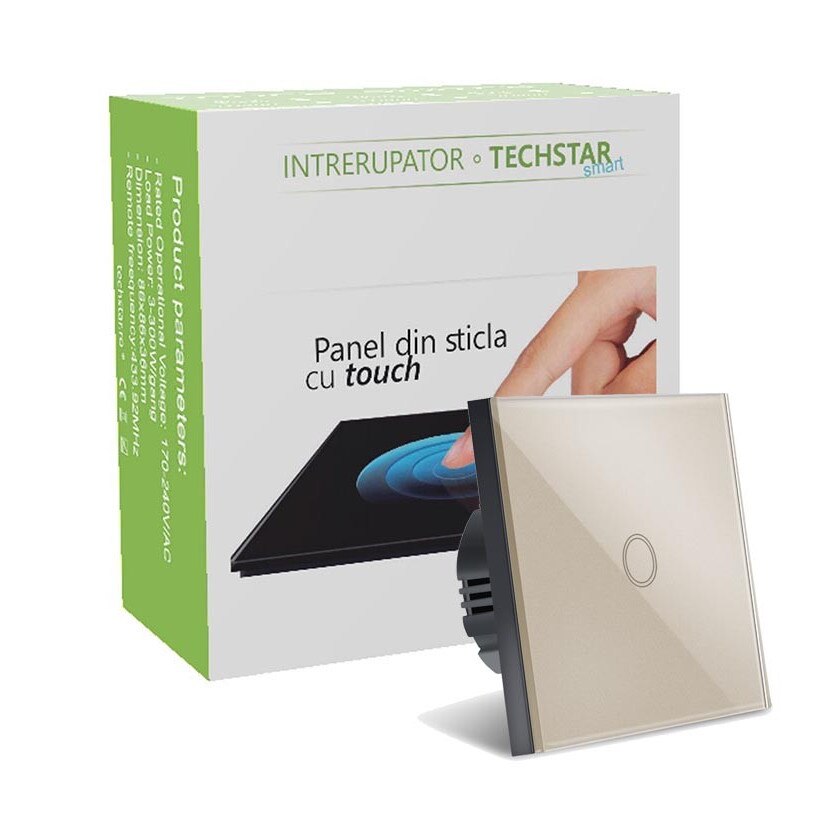 Intrerupator Touch Techstar®, Sticla Securizata, Design Modern ...