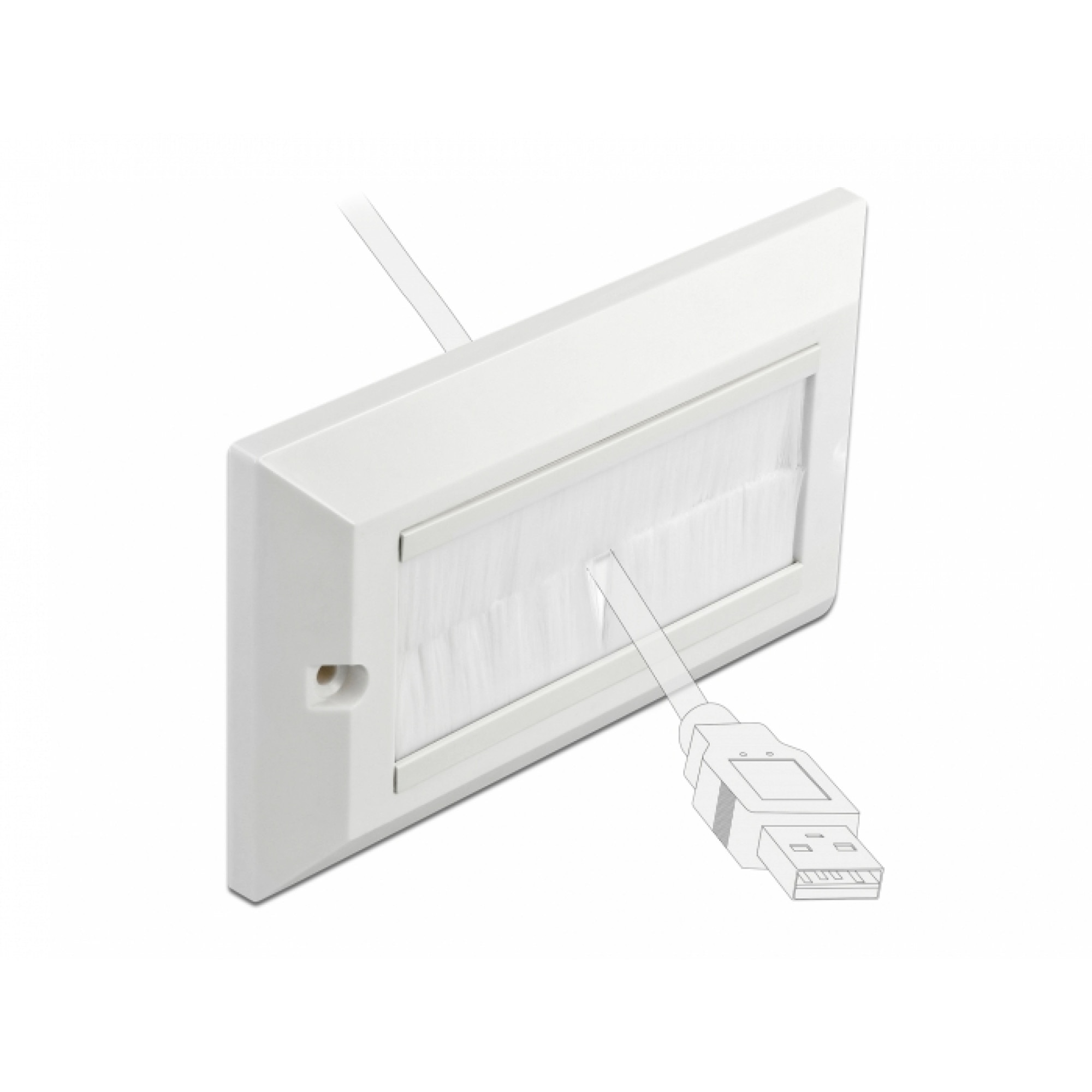 Priza pentru organizarea cablurilor 146 x 86 mm cu perii, Delock 66496 ...