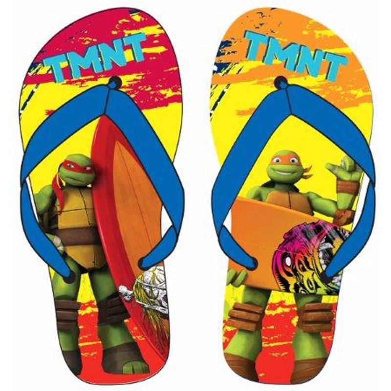 Papuci slapi flip flop Testoasele Ninja 33/34 Galben/Albastru - eMAG.ro