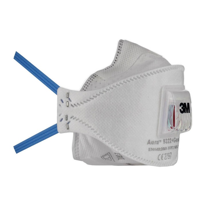 Masca de protectie respiratorie FFP2, 3M 9322+ Aura, cu valva / supapa - eMAG.ro