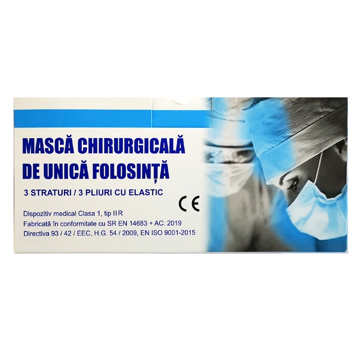 Masca chirurgicala de unica folosinta 3 straturi, Tip II R 50 bucati ...