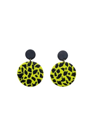 Cercei handmade animal print, Lut polimeric si Inox, Negru / Verde ...