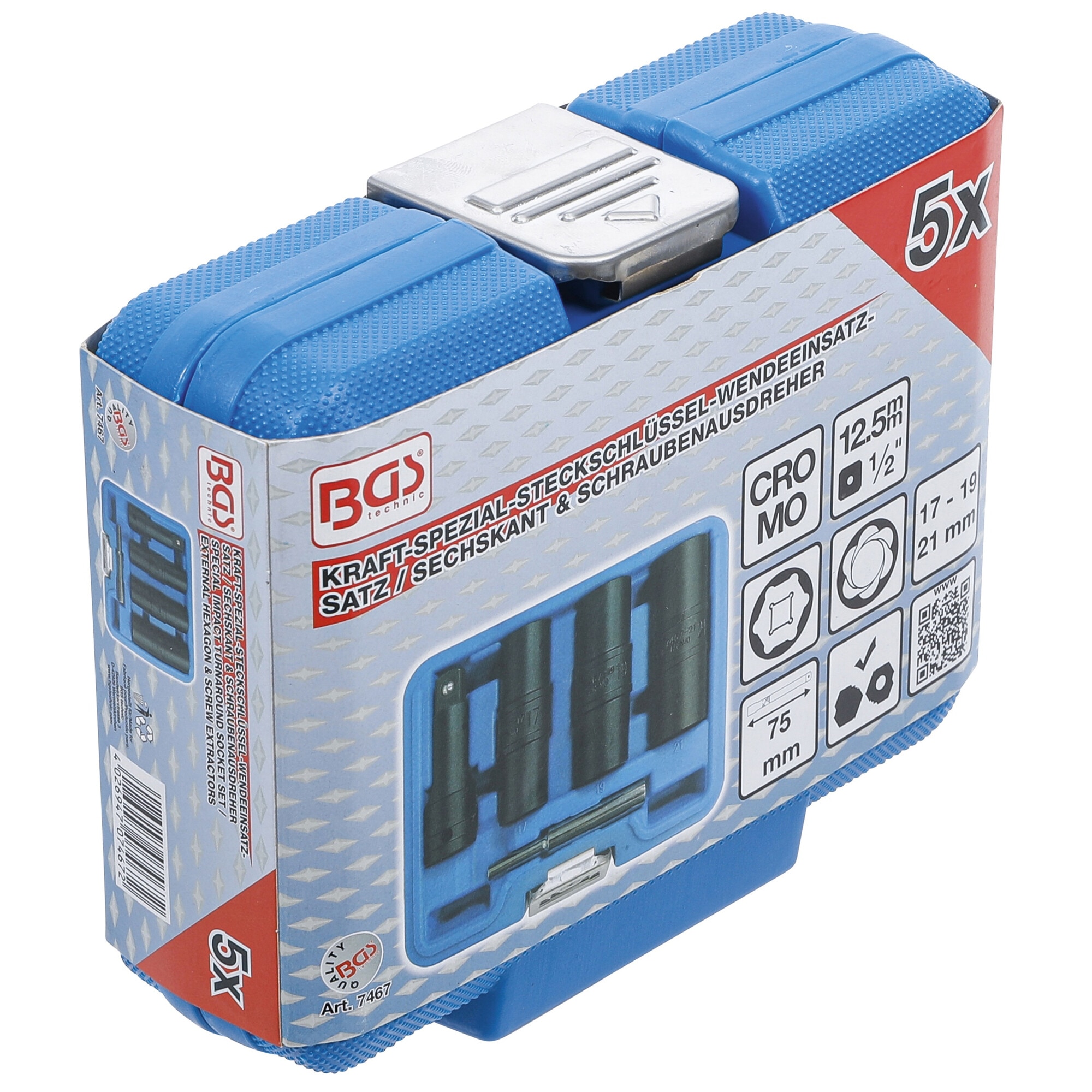 Set extractoare de prezoane de roti 17 - 19 - 21 mm, antrenare 12,5 mm ...