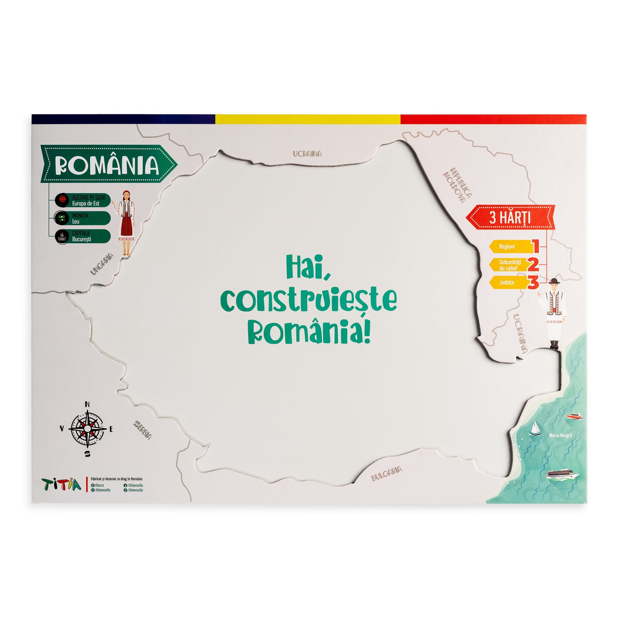 Puzzle Construieste Romania cu piese mari, in 3 straturi, 85 piese ...