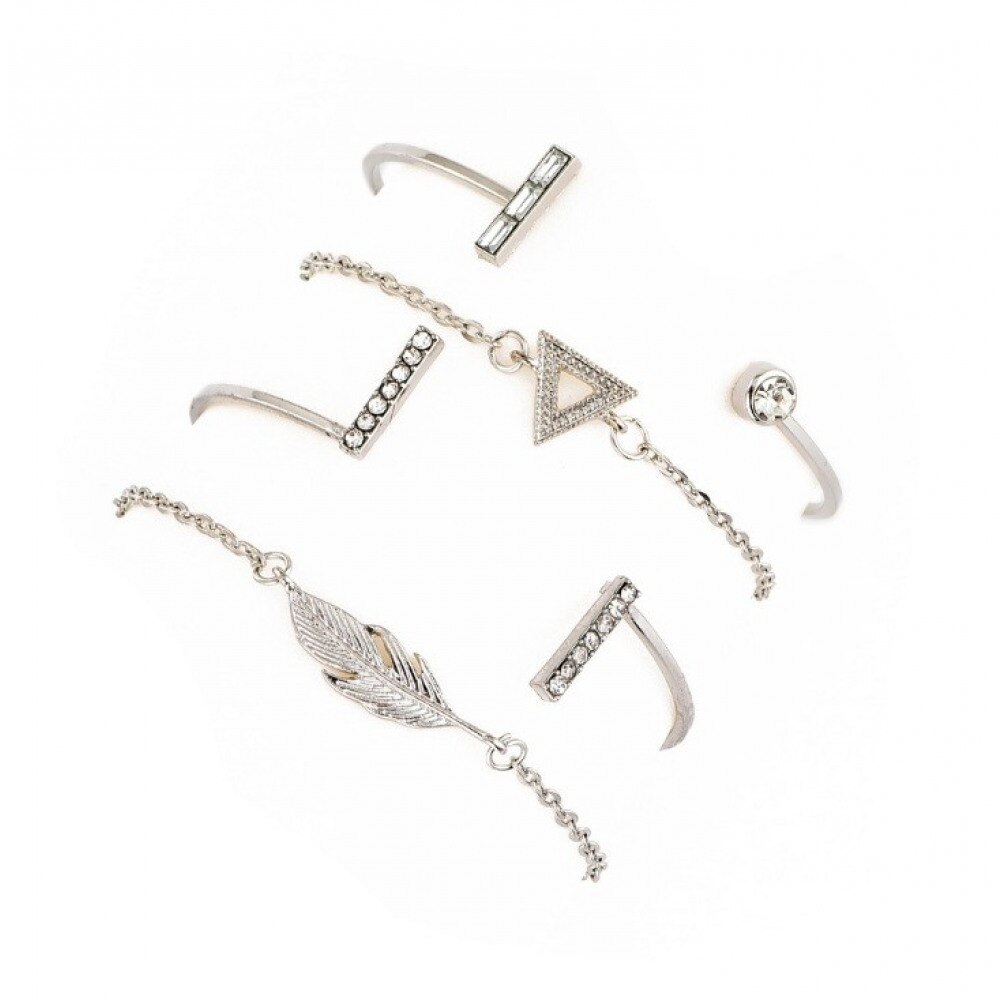 Set 4 bratari din metale nepretioase, argintiu, model Feather Heather ...