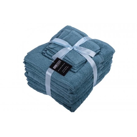 Set 10 prosoape lux Highliving, bumbac, 70x115, 50x80, 28x28, aqua ...