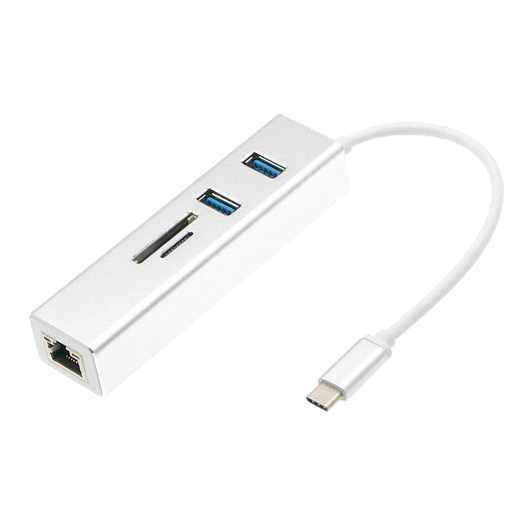 Hub Type C 5 in 1 Metalic Universal iesire RJ45(Enthernet), 2*USB 3.0 ...