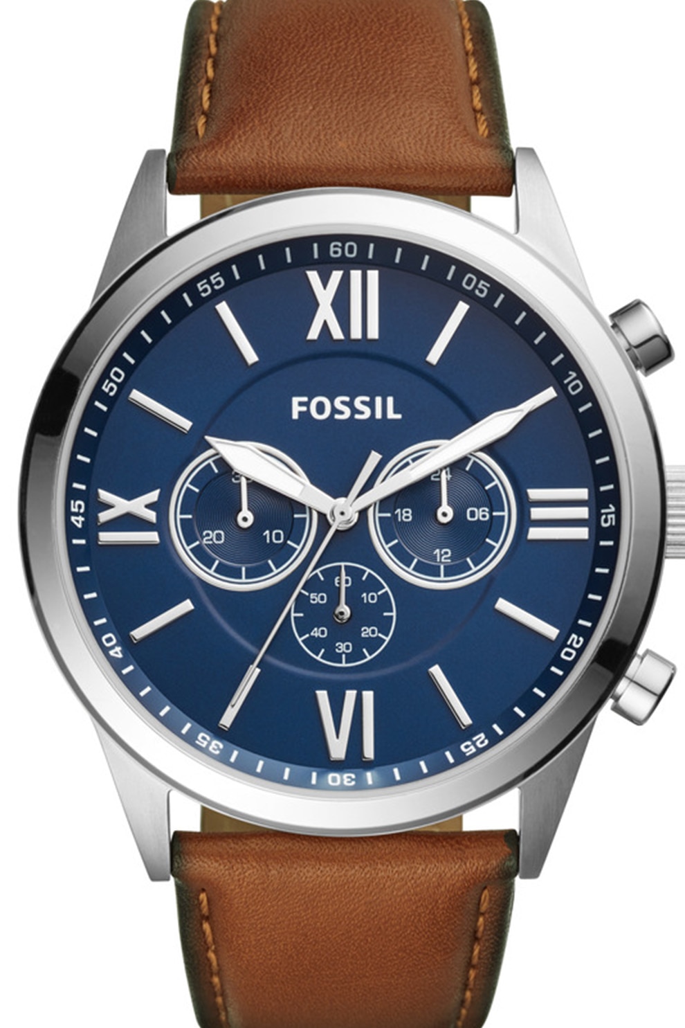 Fossil, Часовник Flynn с хронограф и кожена каишка, Канела - eMAG.bg