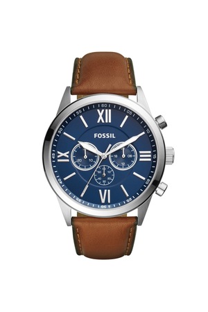 Fossil, Часовник Flynn с хронограф и кожена каишка, Канела - eMAG.bg
