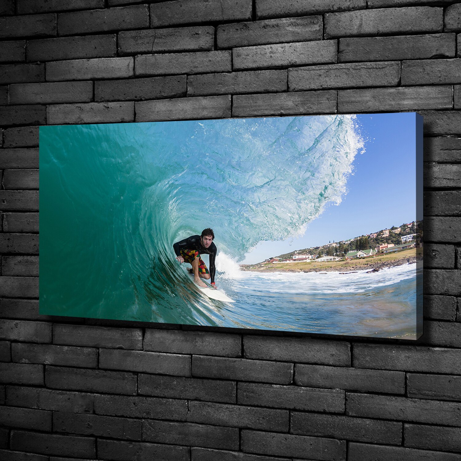 Pictura pe panza, 100x 50cm, Decorarea peretilor "Surfer pe val” - eMAG.ro