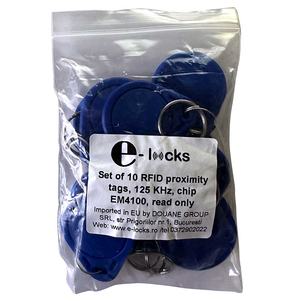 Set 10 bucati Tag de proximitate RFID, E-LOCKS, 125 KHz, chip EM4100 ...
