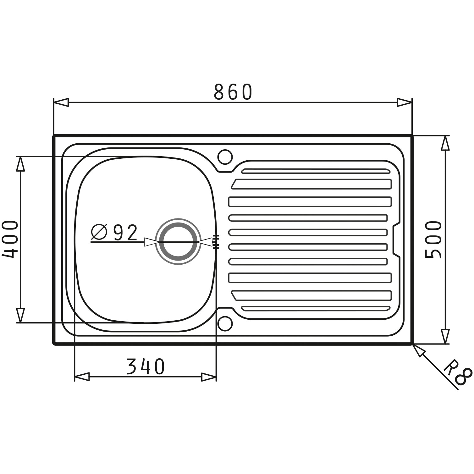 Chiuveta bucatarie Pyramis AURORA 86x50cm, 1 cuva, 1 picurator ...