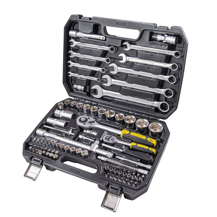 Trusa 82 tubulare Topmaster 339204, 1/4 si 1/2, Crom Vanadiu, antrenor clichet - eMAG.ro