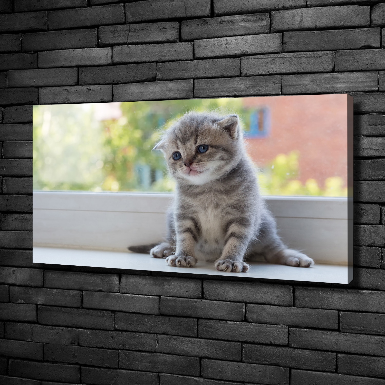 Pictura pe panza, 100x 50cm, Decorarea peretilor "O pisica mica langa ...