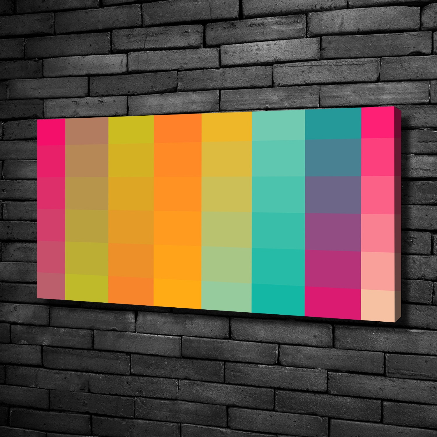 Pictura pe panza, 100 cm x 50 cm, Decorarea peretilor, Patrate colorate ...