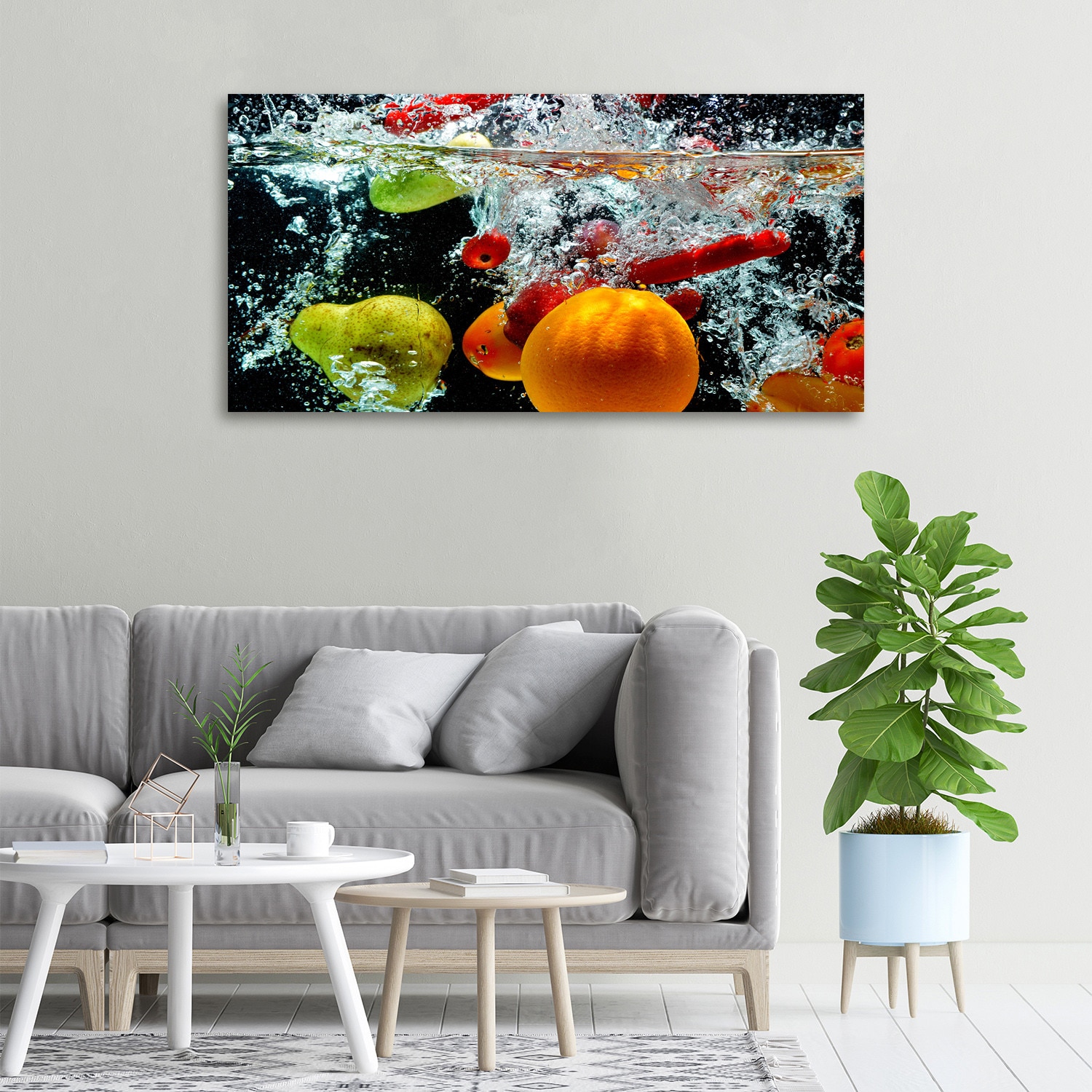 Pictura pe panza, 100 cm x 50 cm, Decorarea peretilor, Fructe sub apa ...