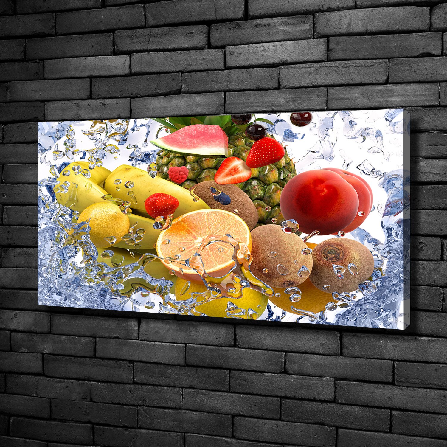 Pictura pe panza, 100 cm x 50 cm, Decorarea peretilor - Fructe si apa ...
