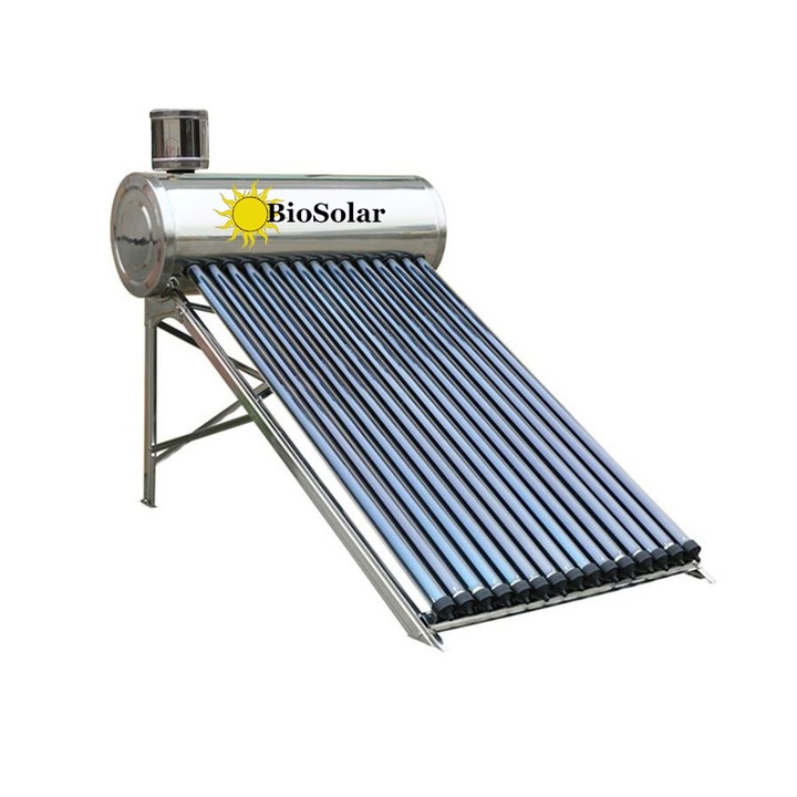 Panou solar apa calda BioSolar, inox, 130 Litri, 10 tuburi vidate ...