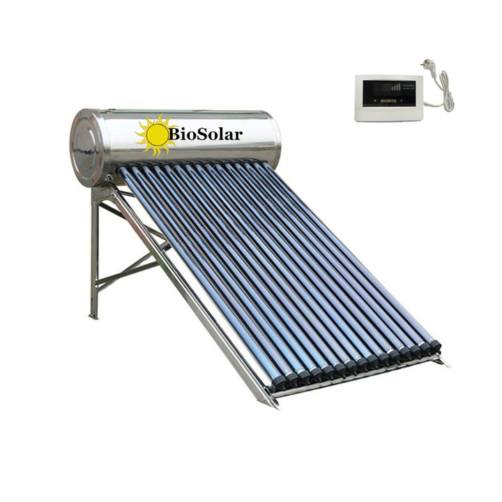 Panou solar apa calda Automatizat, inox, 150/195 Litri, BioSolar, 15 ...