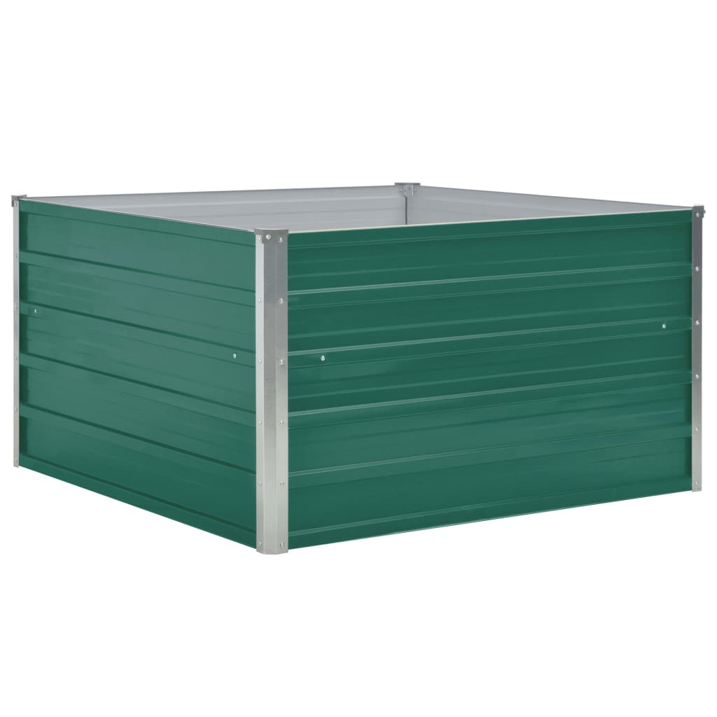 Strat inaltat gradina vidaXL, verde, 100x100x45 cm, otel galvanizat ...