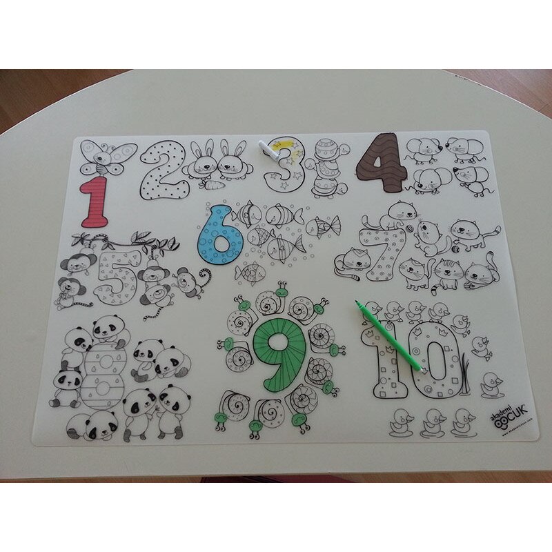 Plansa pentru colorat, reutilizabila, numere, silicon, 48 X 335 cm ...