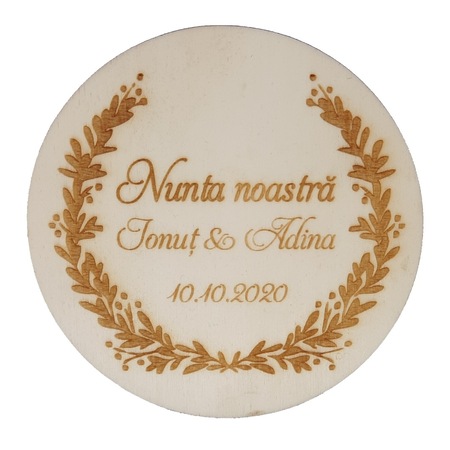 Cutie Stick, Nunta, Personalizata, Rotund, Lemn Natur, 12,5 Cm, CSNB003 ...