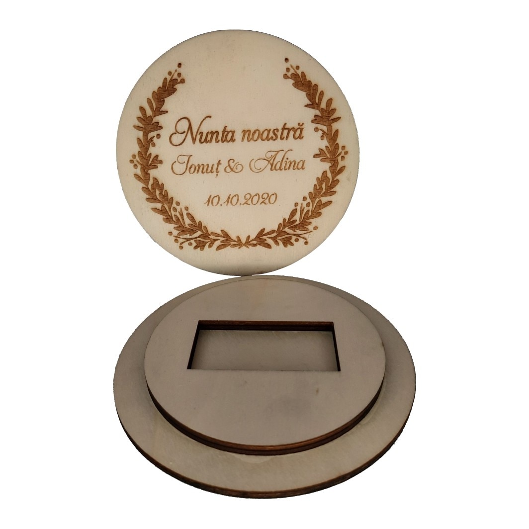 Cutie Stick, Nunta, Personalizata, Rotund, Lemn Natur, 12,5 Cm, CSNB003 ...