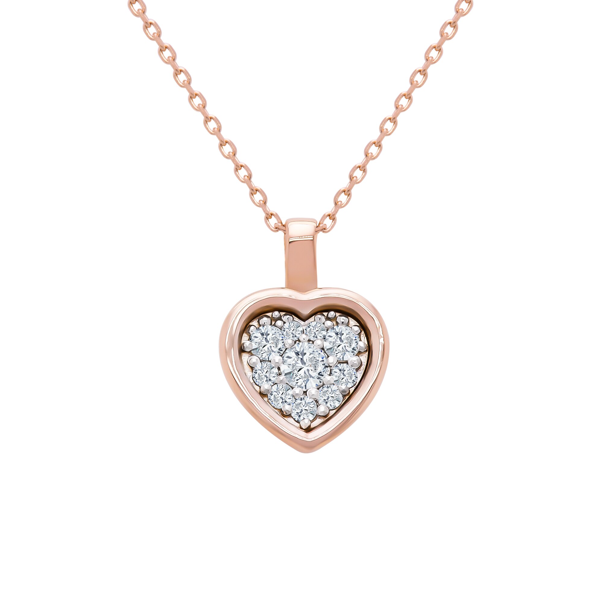 Colier din Aur Roz 18K, 3.2 grame, cu Diamante de 0.23 carate - eMAG.ro