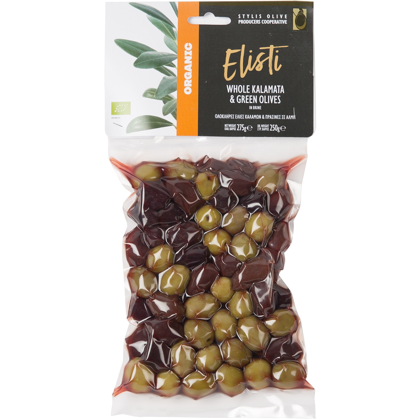 Mix de masline Bio kalamata si verzi, vidate, Elisti, 250g - eMAG.ro