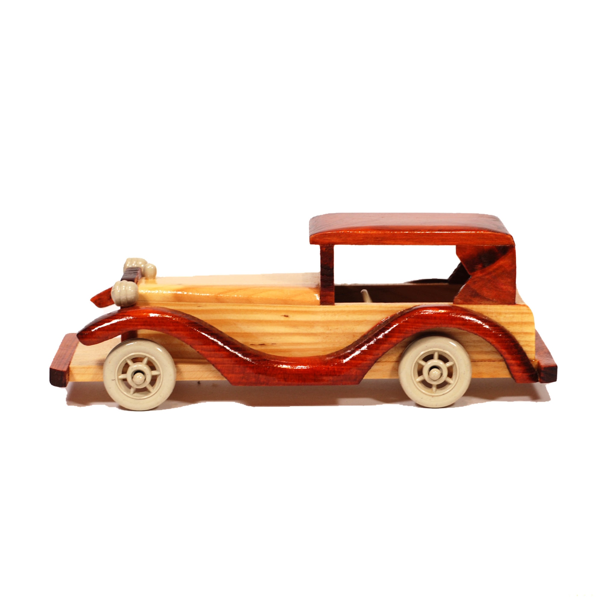 Macheta auto masina de epoca realizata manual din lemn maro - eMAG.ro
