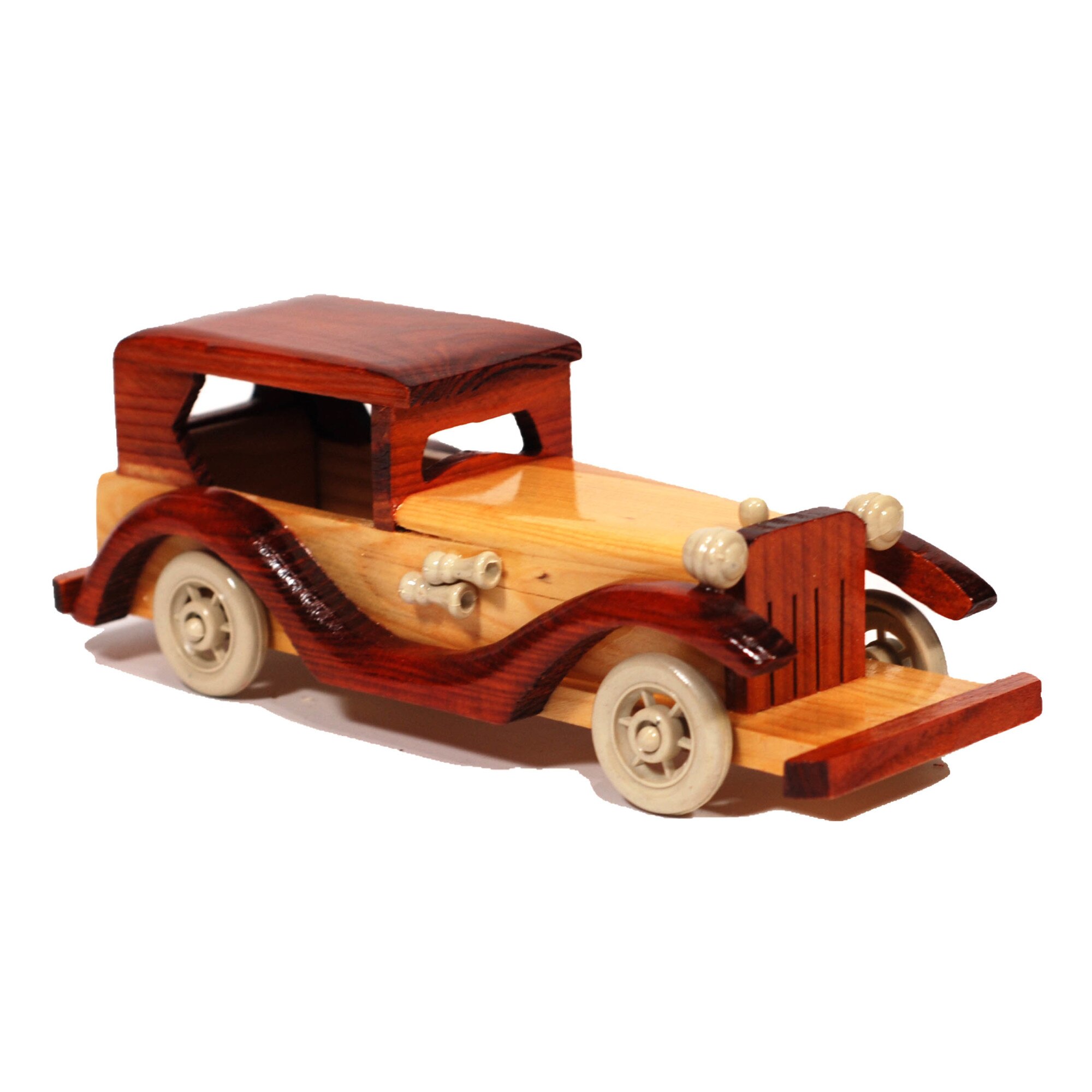 Macheta auto masina de epoca realizata manual din lemn maro - eMAG.ro