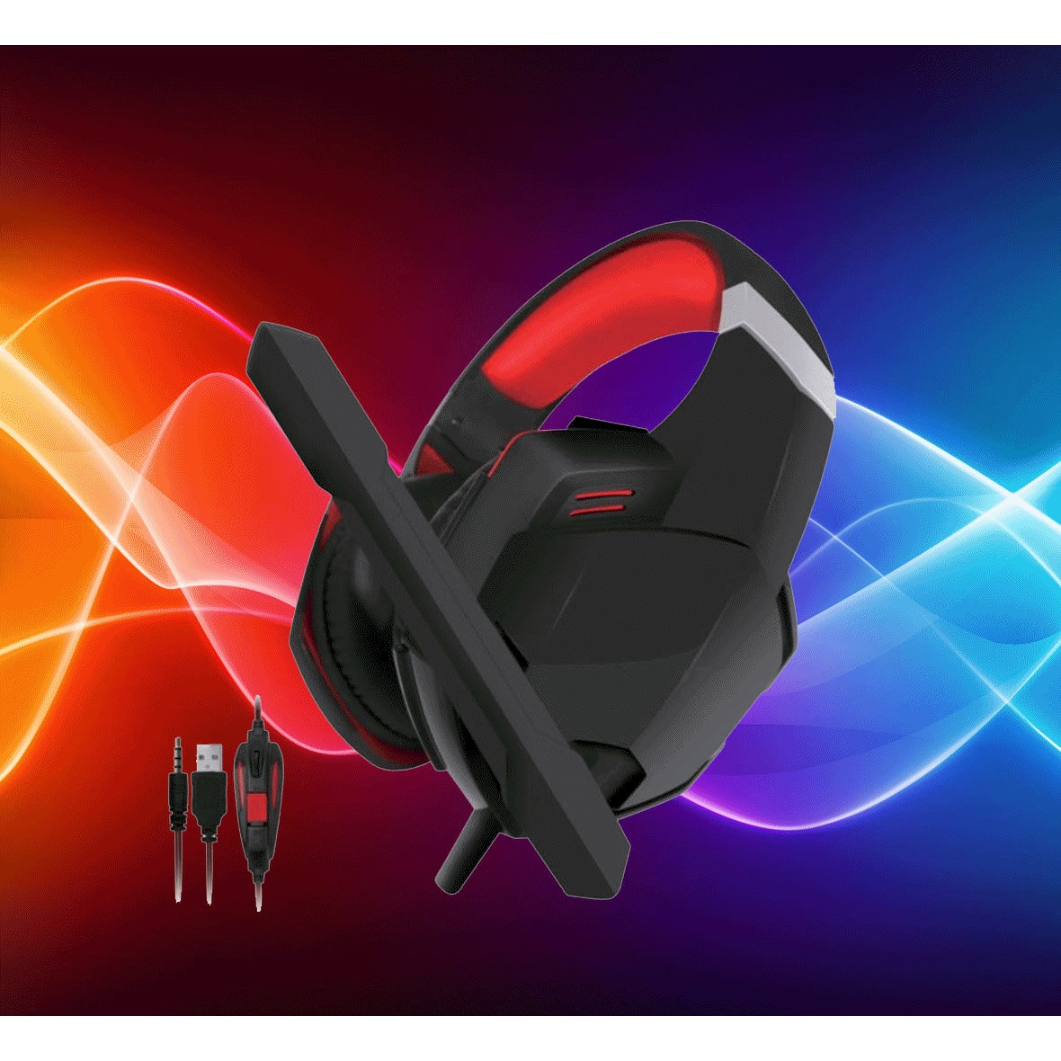 Casti de gaming cu microfon, lumina de fundal LED, spuma cu memorie ...
