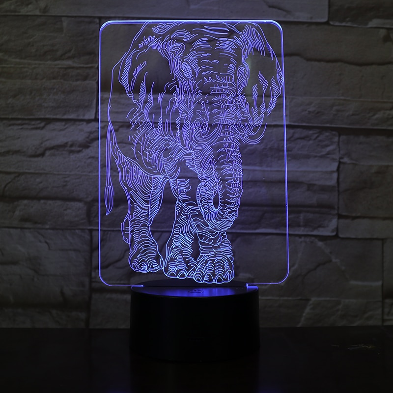 3D led Illúzió lámpa Elefánt Fekete talp - eMAG.hu