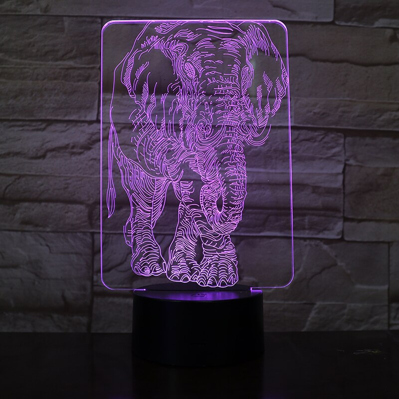 3D led Illúzió lámpa Elefánt Fekete talp - eMAG.hu