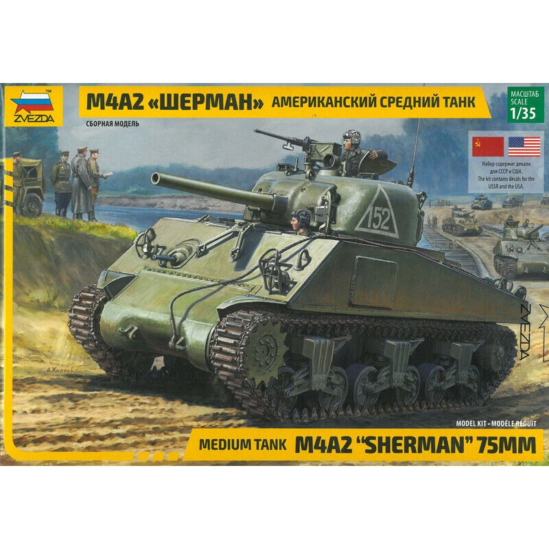Macheta Militara Zvezda M4A2 Sherman 75mm 1:35 ZVEZ 3702 - eMAG.ro