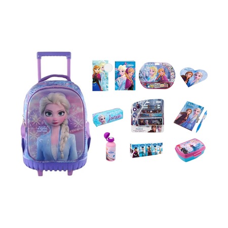 Set ghiozdan tip troler Frozen, cu accesorii 11 in 1 - eMAG.ro