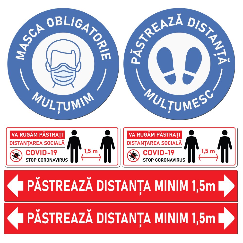 Pachet 6 stickere autocolante masuri preventie coronavirus covid-19 ...