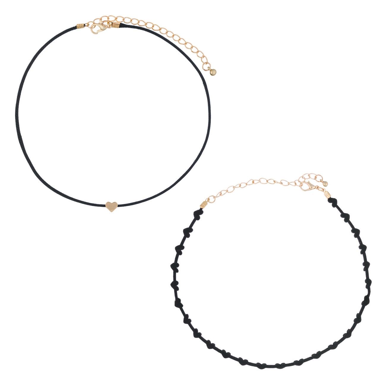 Set 2 coliere dama negre cu inimioare decorative, Maison du Paradis ...