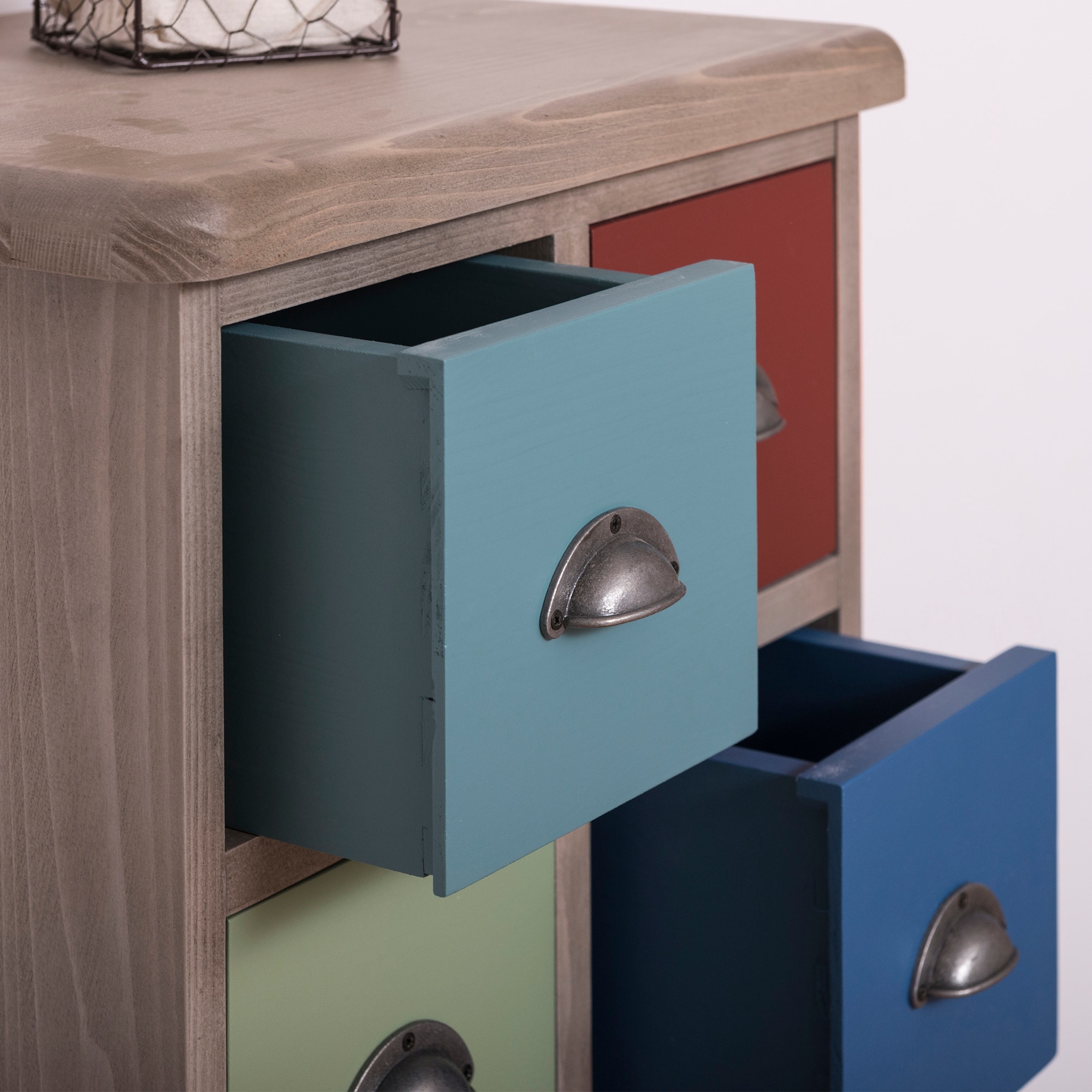 Comoda ingusta cu 8 sertare, culoare corp gri, culoare sertare ...