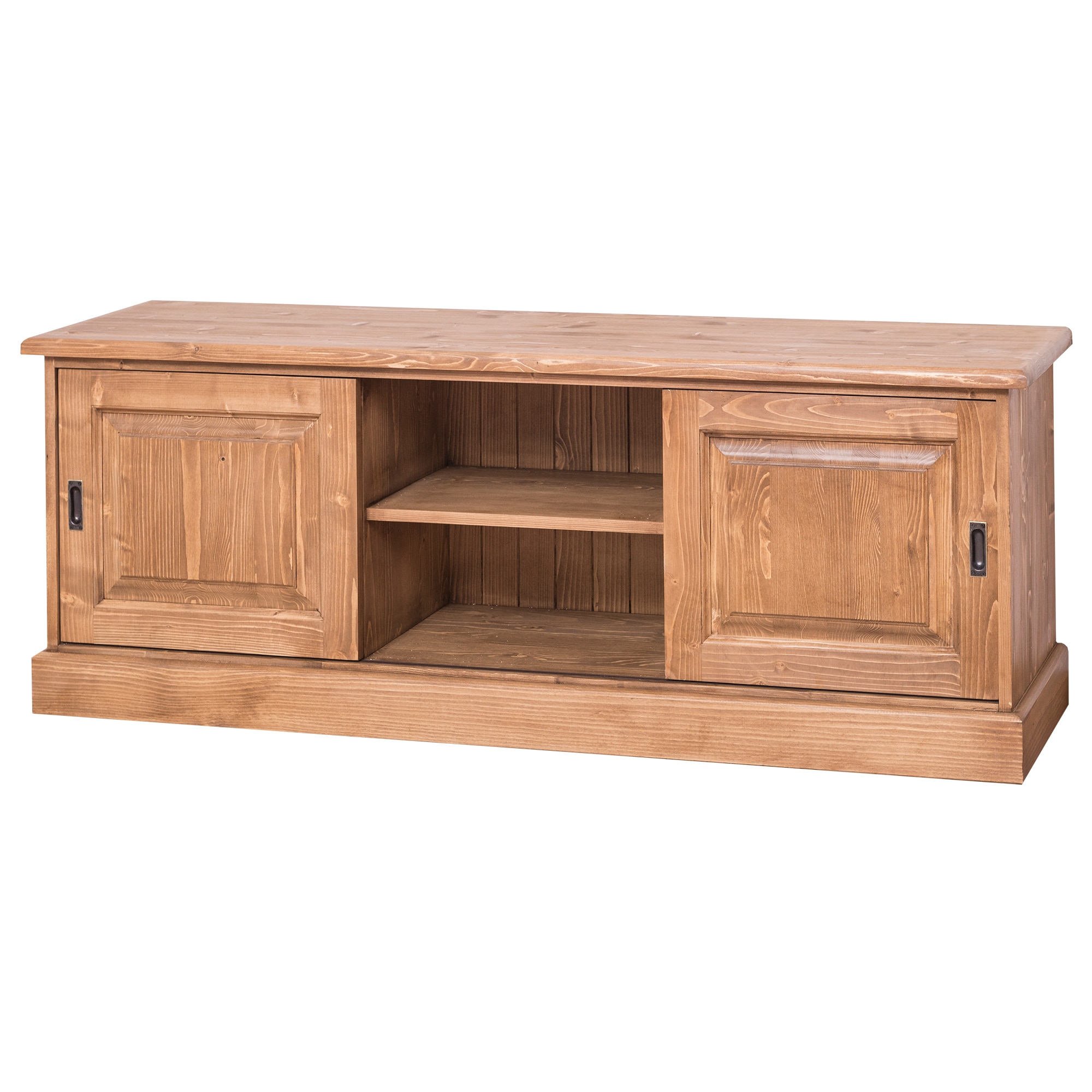 Comoda tv cu 2 usi glisante, culoare natural, ceruit, 100% lemn masiv ...